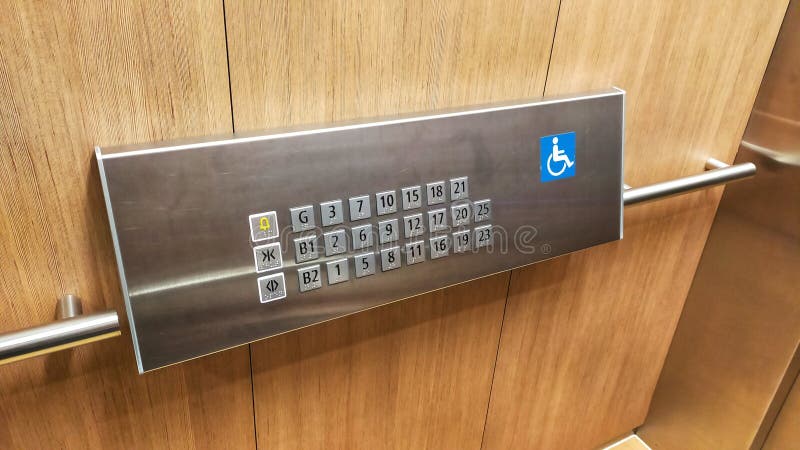 The Disabled Elevator Button or Panel with Braille Code of the Elevator ...