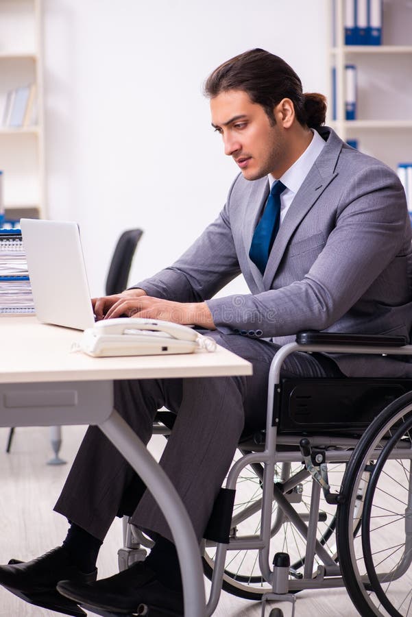 Disabled Employee in the Office Stock Image - Image of health, computer ...