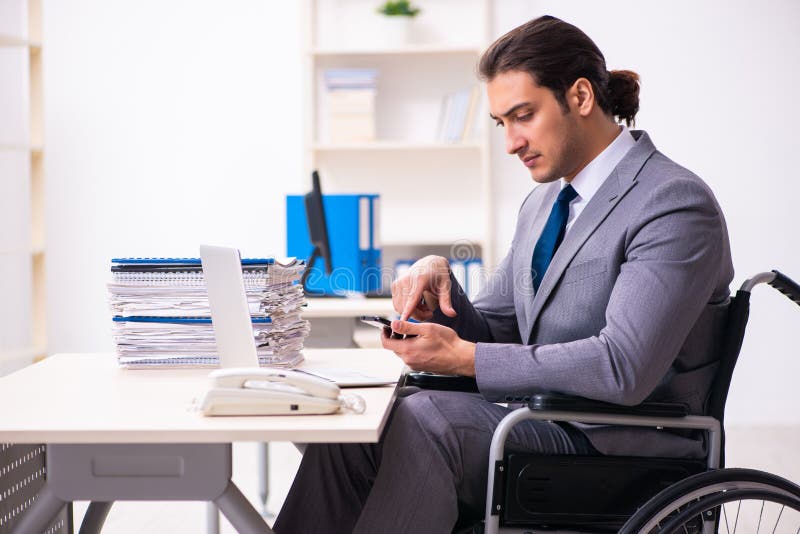 Disabled Employee in the Office Stock Photo - Image of handicap ...