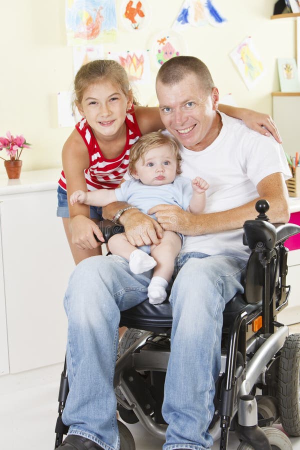 Disabled Father Playing with Children. Stock Image - Image of lifestyle ...