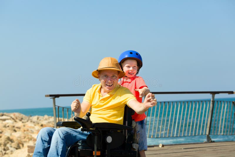 Disabled Father Play with His Son Stock Image - Image of friendship ...