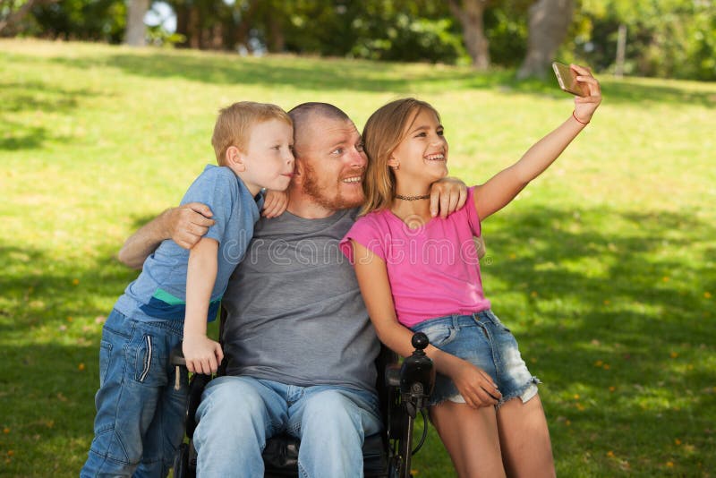 Disabled Father Playing with Children. Stock Image - Image of lifestyle ...