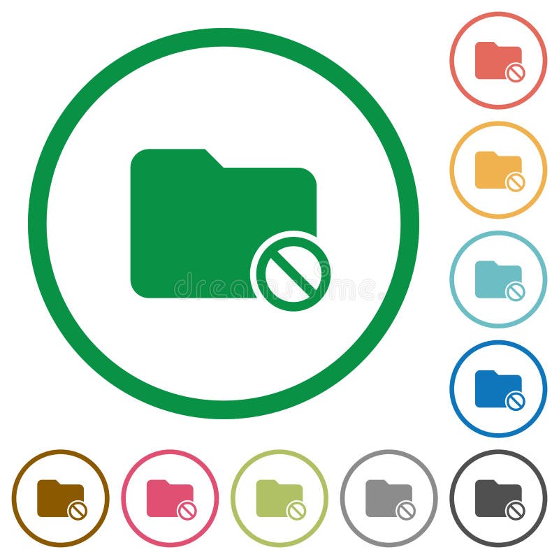 Disabled Folder Flat Icons with Outlines Stock Vector - Illustration of ...