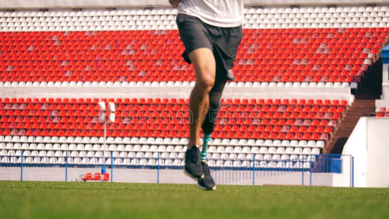 Disabled Footballer is Playing with a Ball Stock Video - Video of ...