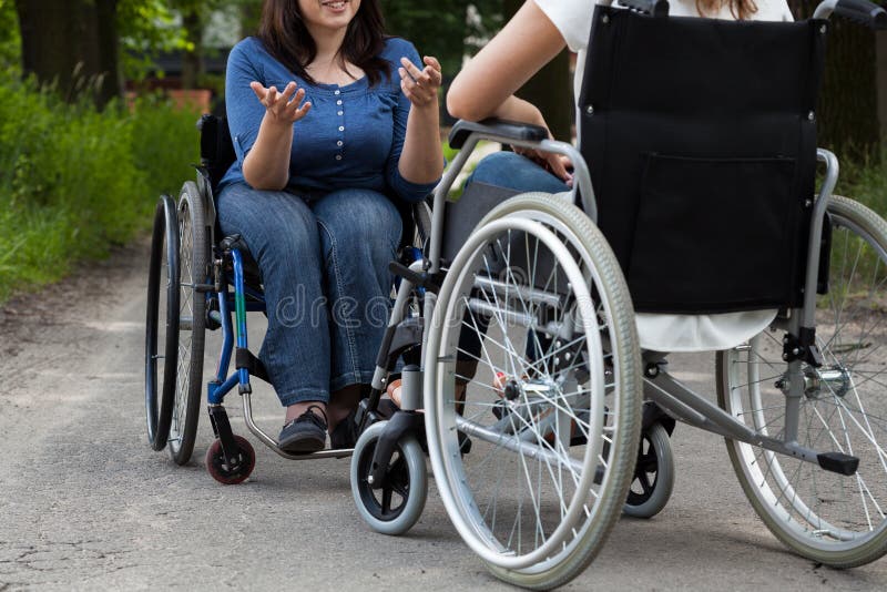Disabled Girls during Conversation Stock Photo - Image of hospice ...
