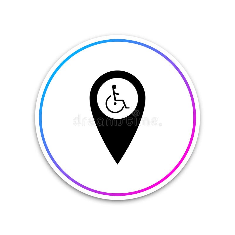 Disabled Handicap in Map Pointer Icon Isolated on White Background ...