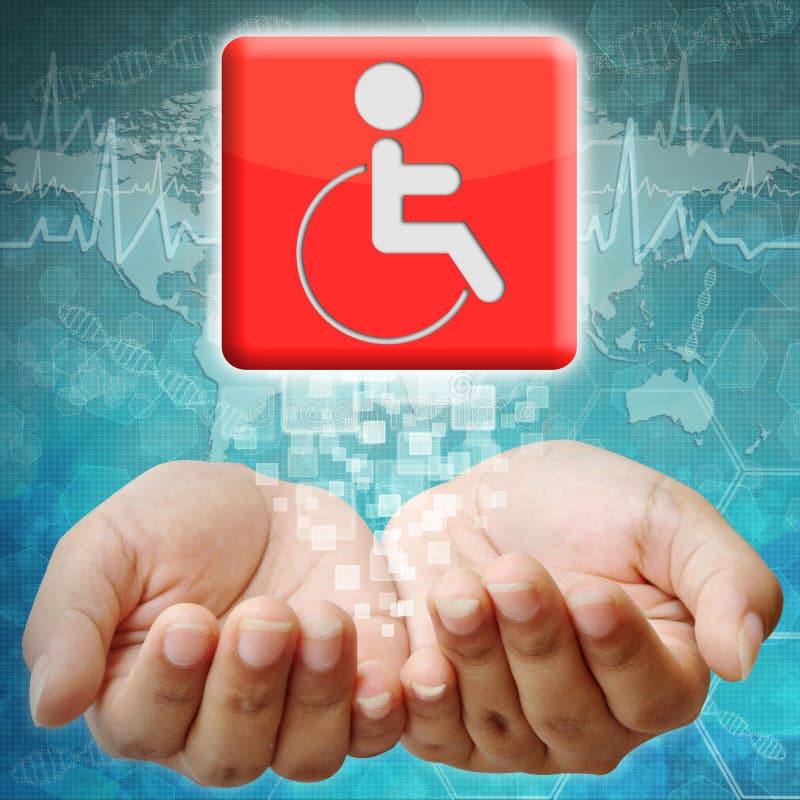 Disabled icon on hand stock photo. Image of interface - 41038890