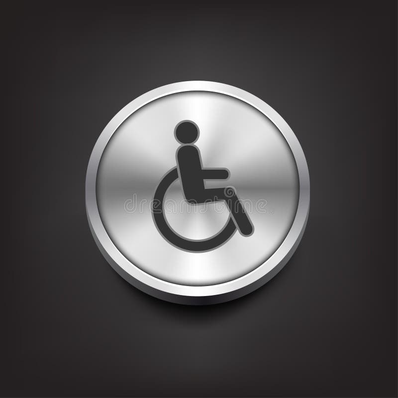 Disabled Icon on Silver Button Stock Vector - Illustration of people ...
