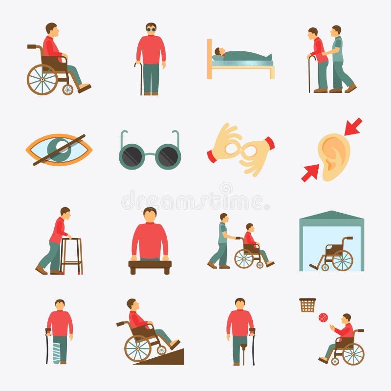 People with Walking Difficulties Use Mobility Aids Stock Vector ...