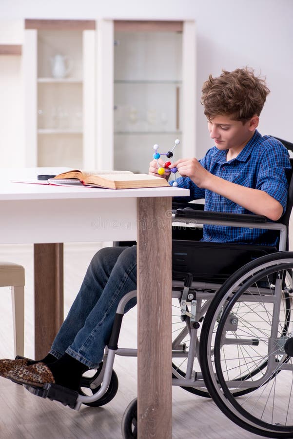 Disabled Kid Preparing for School at Home Stock Image - Image of child ...