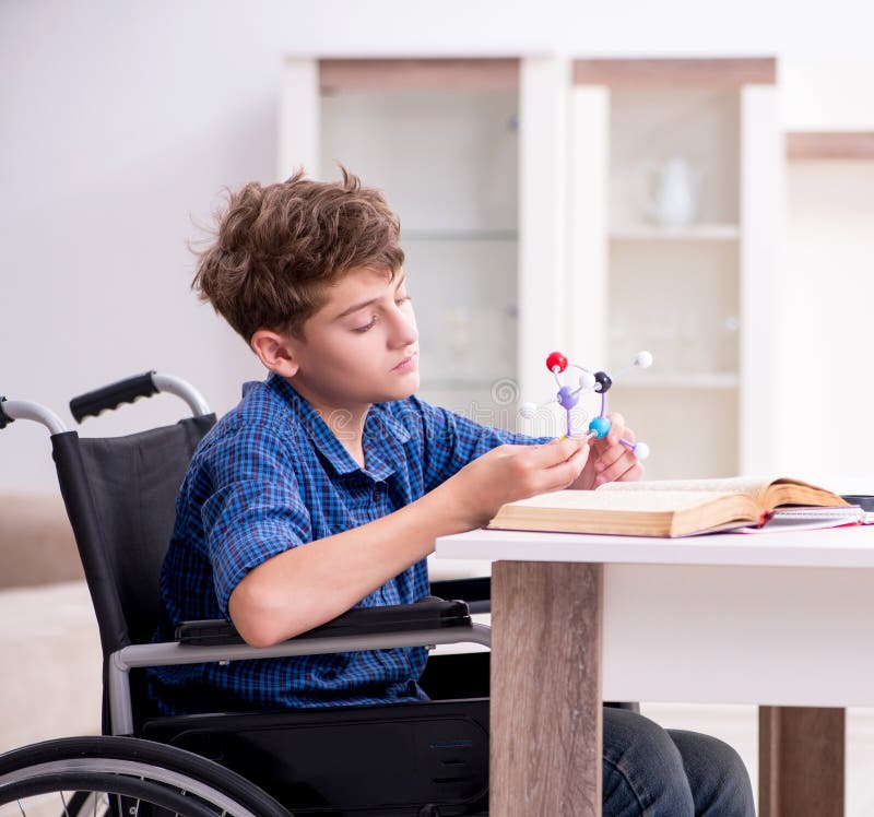 Disabled Kid Preparing for School at Home Stock Photo - Image of ...
