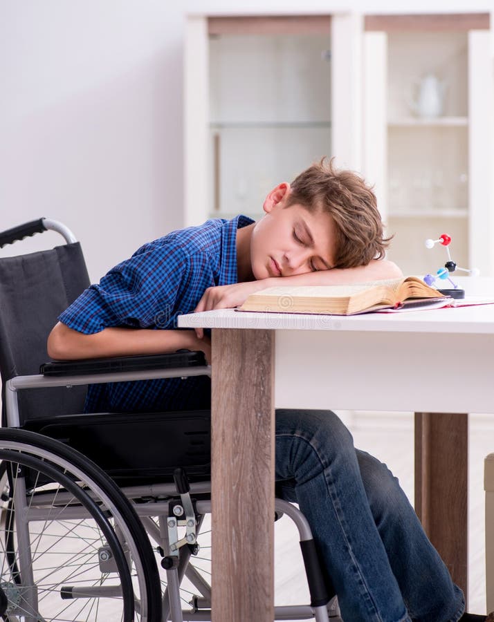 Disabled Kid Preparing for School at Home Stock Image - Image of chair ...