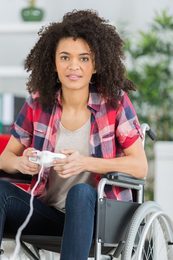 Disabled Lady Playing Computer Game Stock Photo - Image of video ...