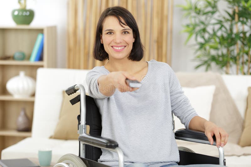 Disabled Lady Using Remote Control Stock Image - Image of leisure ...