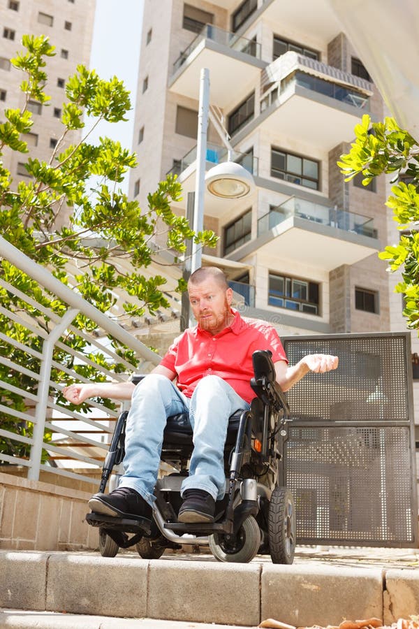 Disabled man in the city stock photo. Image of helpless - 92896986