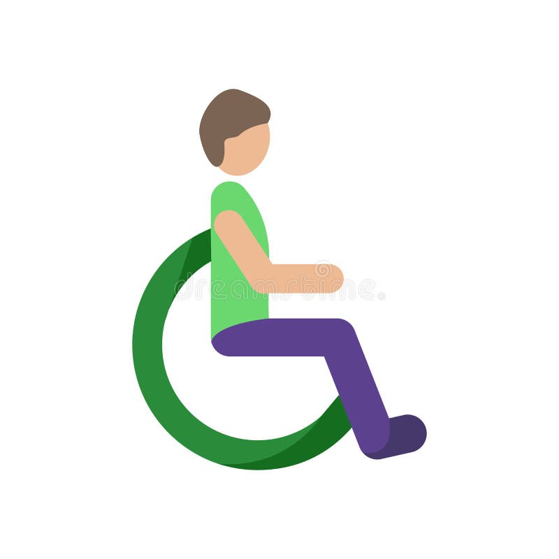 Disabled Man Flat Icon. Vector Illustration Stock Vector - Illustration ...