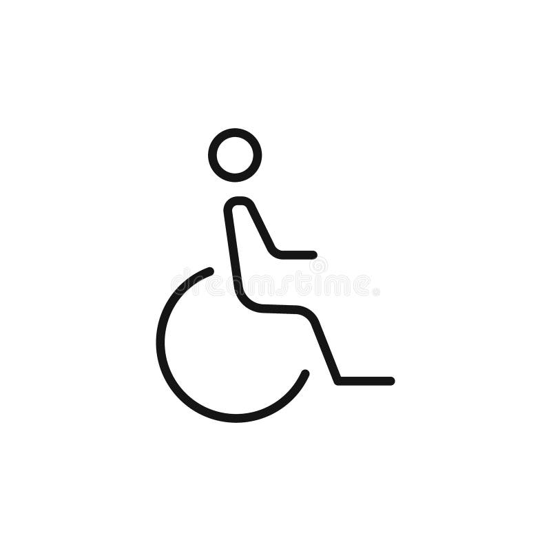 Disabled Man Thin Line Icon Set Stock Vector - Illustration of human ...