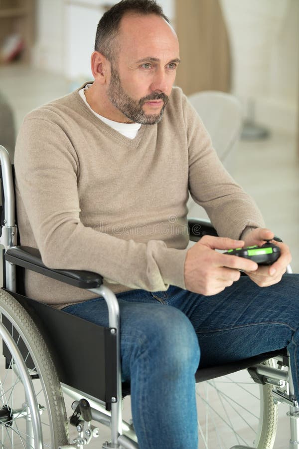 Disabled Man Playing Computer Games Stock Image - Image of student ...