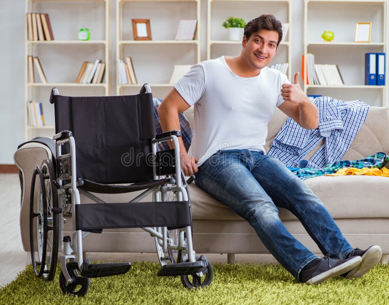 Disabled Man Recovering at Home Stock Image - Image of foot, disabled ...