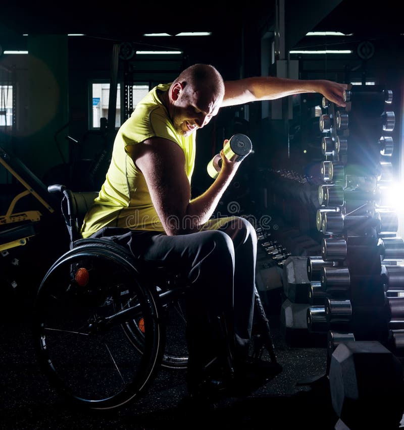 Disabled Man Training in the Gym of Rehabilitation Center Stock Image ...