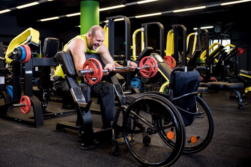 Disabled Man Training in the Gym of Rehabilitation Center Stock Photo ...