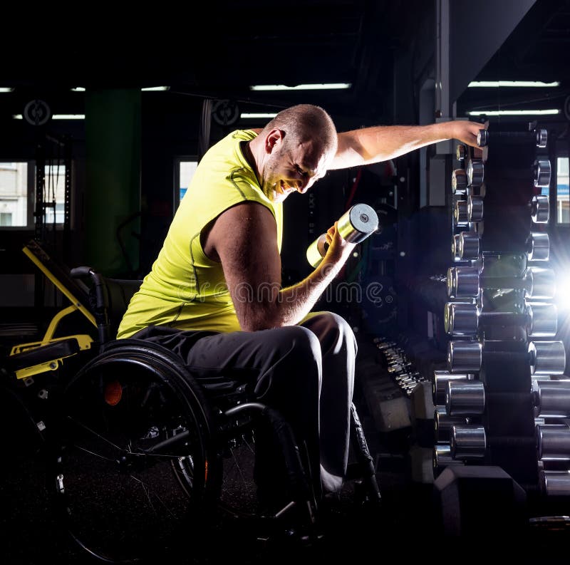 Disabled Man Training in the Gym of Rehabilitation Center Stock Image ...