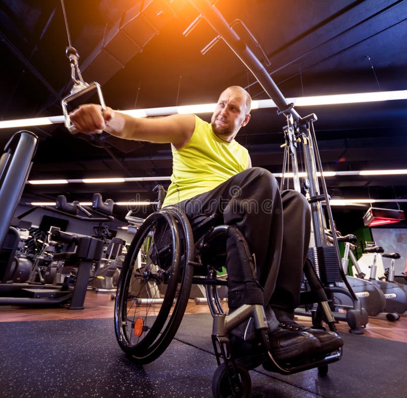 Disabled Man Training in the Gym of Rehabilitation Center Stock Photo ...