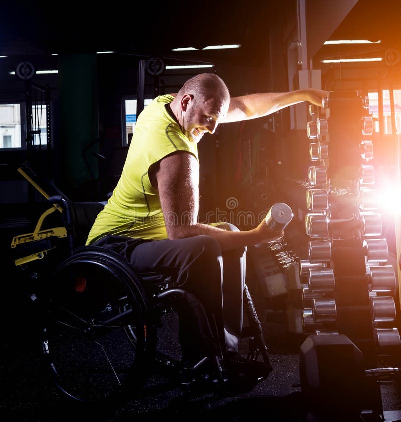 Disabled Man Training in the Gym of Rehabilitation Center Stock Photo ...