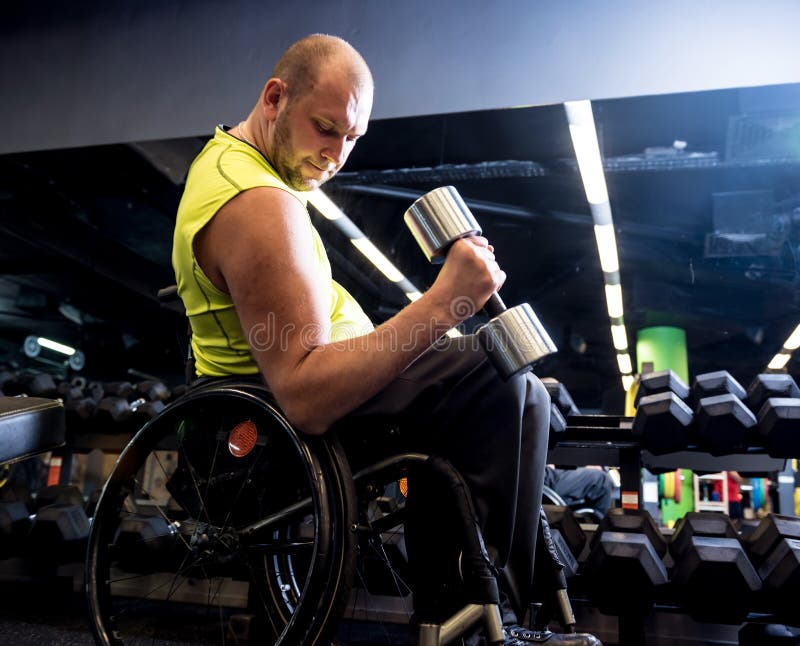 Disabled Man Training in the Gym of Rehabilitation Center Stock Image ...