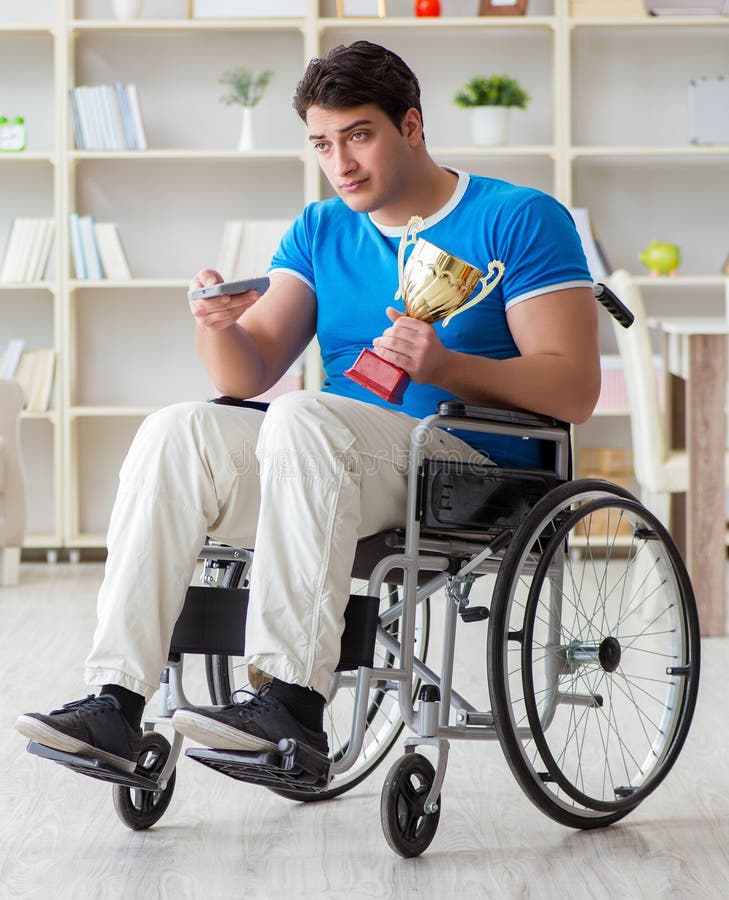 Disabled Man Watching Sports on Tv Stock Image - Image of equal ...
