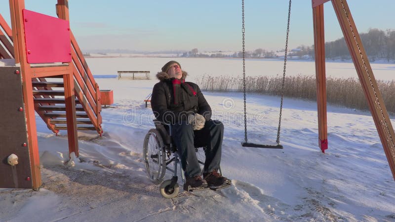 Disabled Man on Wheelchair Crying Stock Video - Video of crossing ...