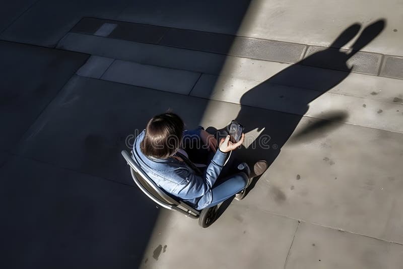 Disabled Man in Wheelchair Using Smartphone. Neural Network AI ...