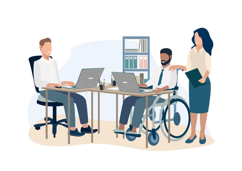 Employee People with Disabilities and Inclusion Work Together in Office ...