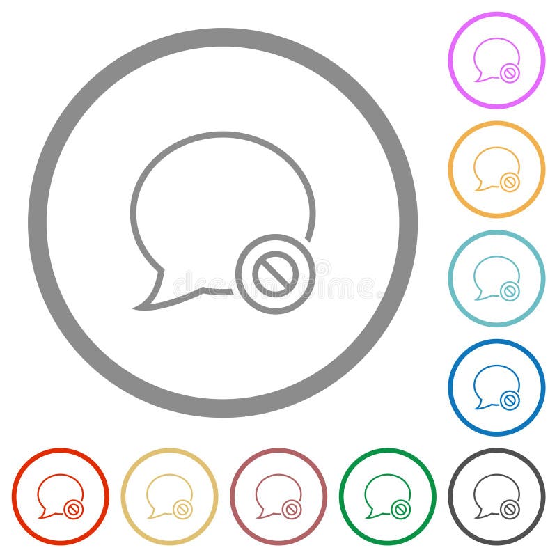 Disabled Message Flat Icons with Outlines Stock Vector - Illustration ...