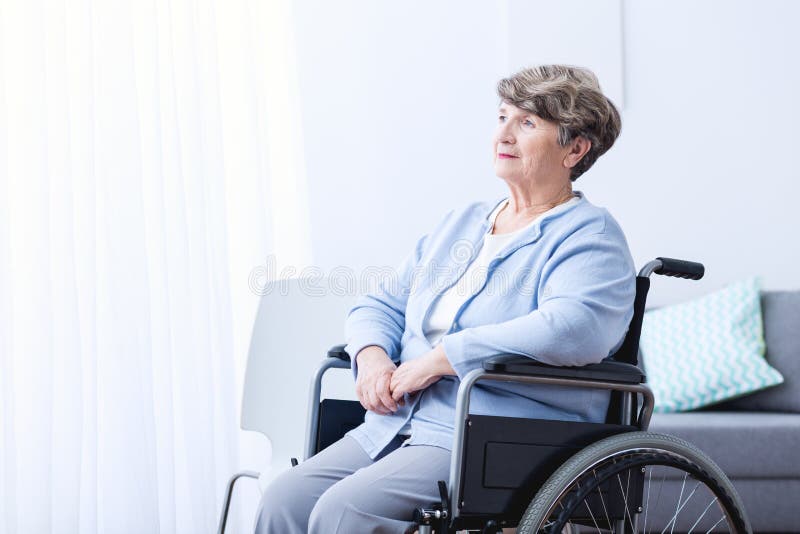 Disabled Old Woman on Wheelchair Stock Image - Image of support, lady ...