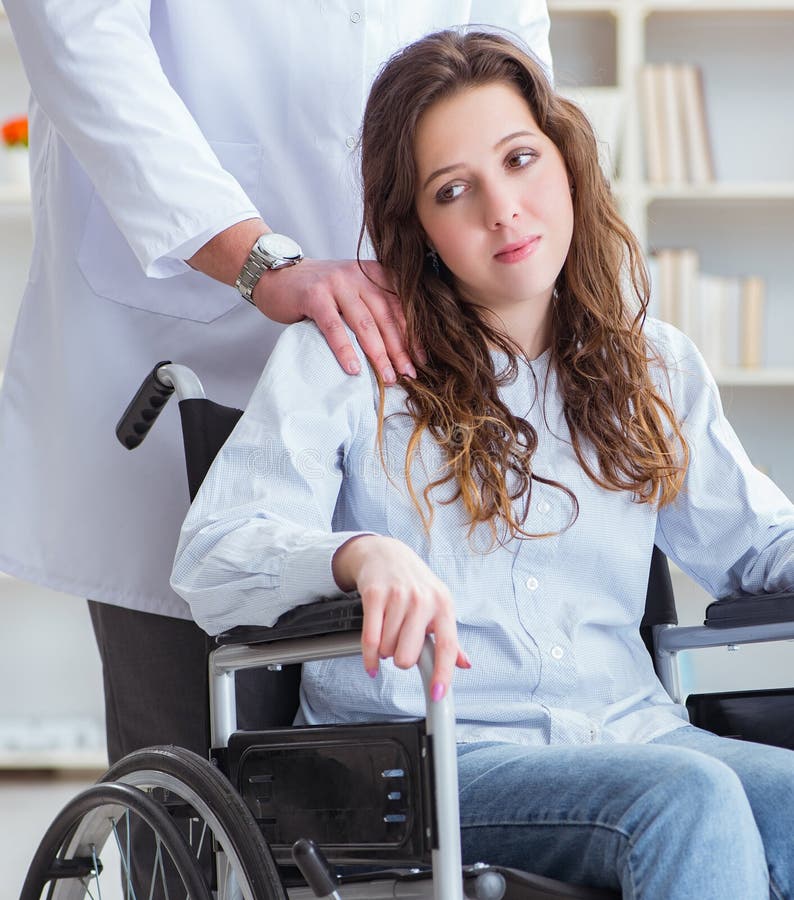 Disabled Patient on Wheelchair Visiting Doctor for Regular Check Stock ...
