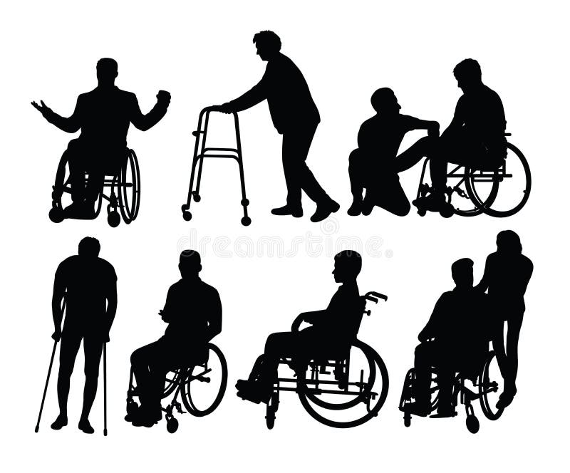Disabled People Activity Silhouettes Stock Vector - Illustration of ...