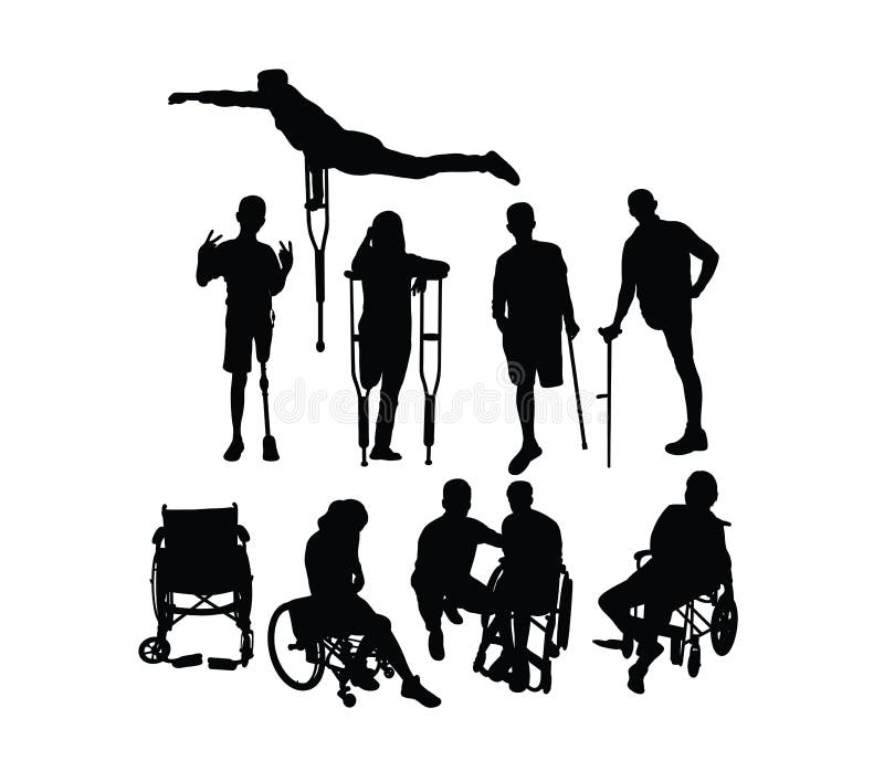 Disabled People Activity Silhouettes Stock Vector - Illustration of ...