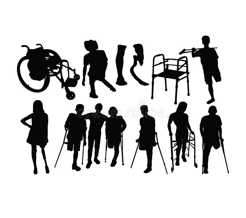 Disabled People Activity Silhouettes, Art Vector Stock Vector ...