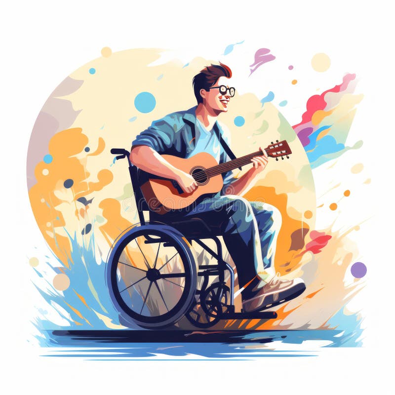 Disabled People in Wheelchair Playing Musical Instruments. AI Generated ...