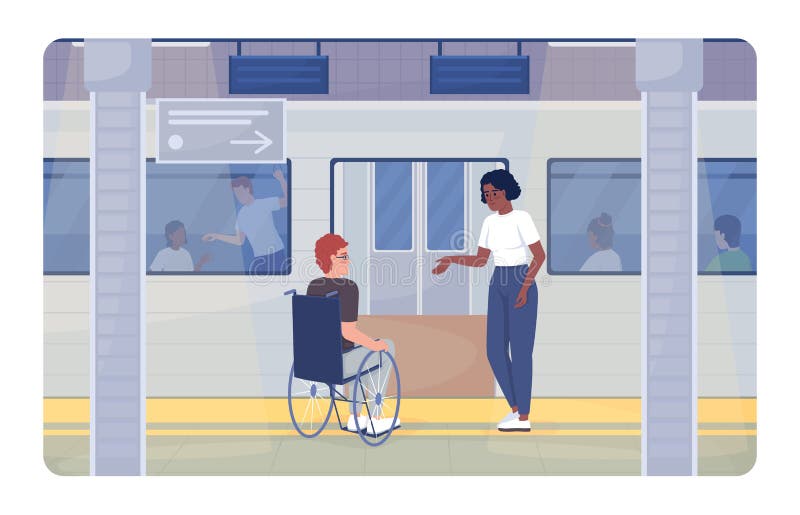 Disabled Person Commuting 2D Vector Isolated Illustration Stock Vector ...