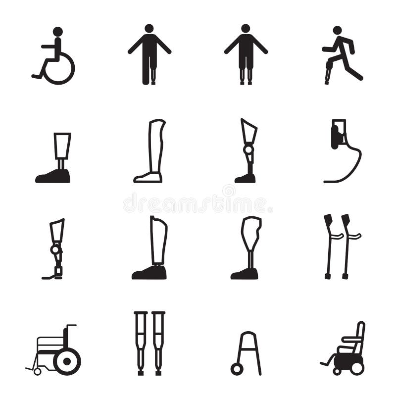Disabled Prosthesis Icon Set Stock Vector - Illustration of medical ...