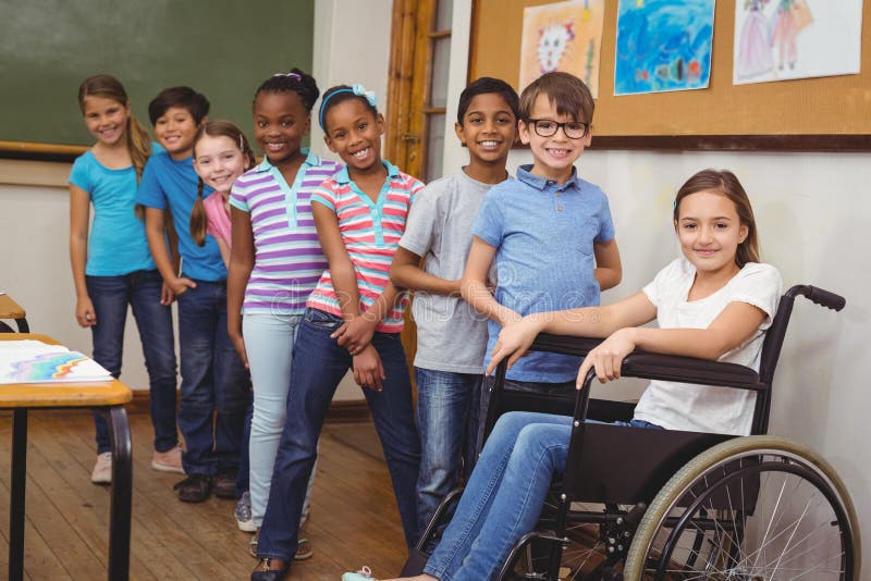 Disabled Schoolgirl Smiling in Classroom Stock Photo - Image of ...