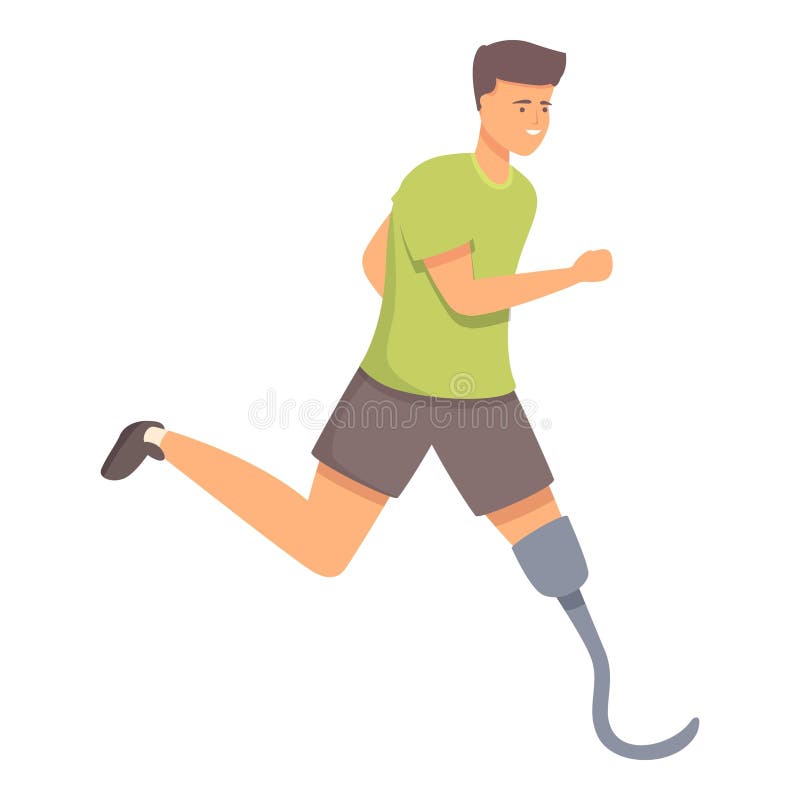 Disabled Running Sport Icon Cartoon Vector. Training Life Stock Vector ...