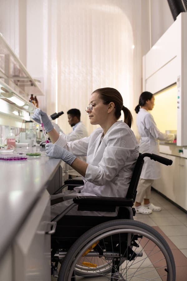 Disabled Scientist Working in the Lab Stock Image - Image of research ...