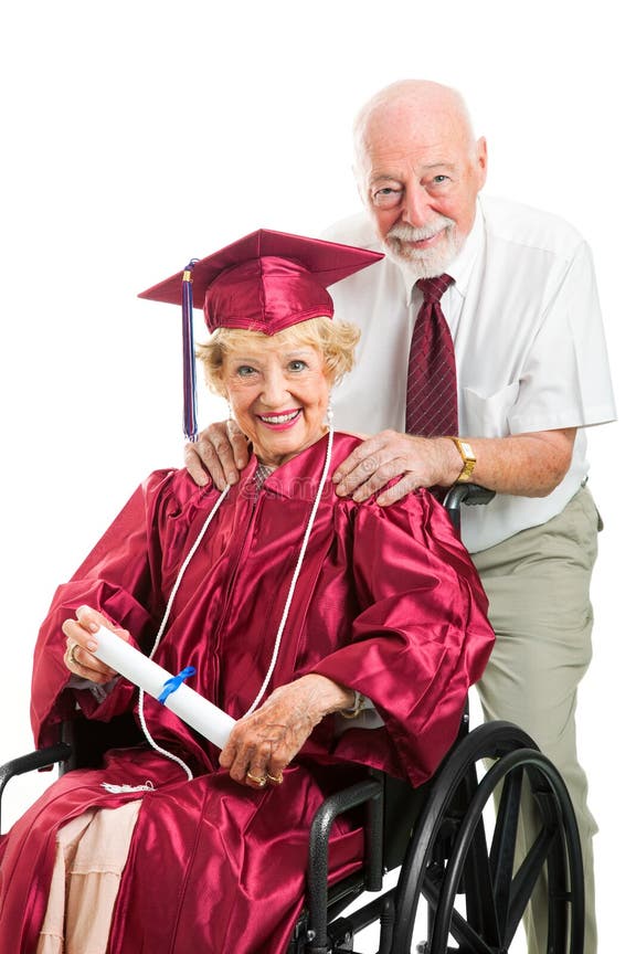 Disabled Senior Graduate and Husband Stock Image - Image of hair ...