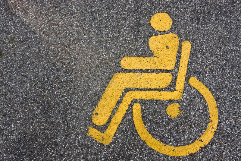 Yellow Disabled People Parking Sign Stock Photo - Image of floor ...