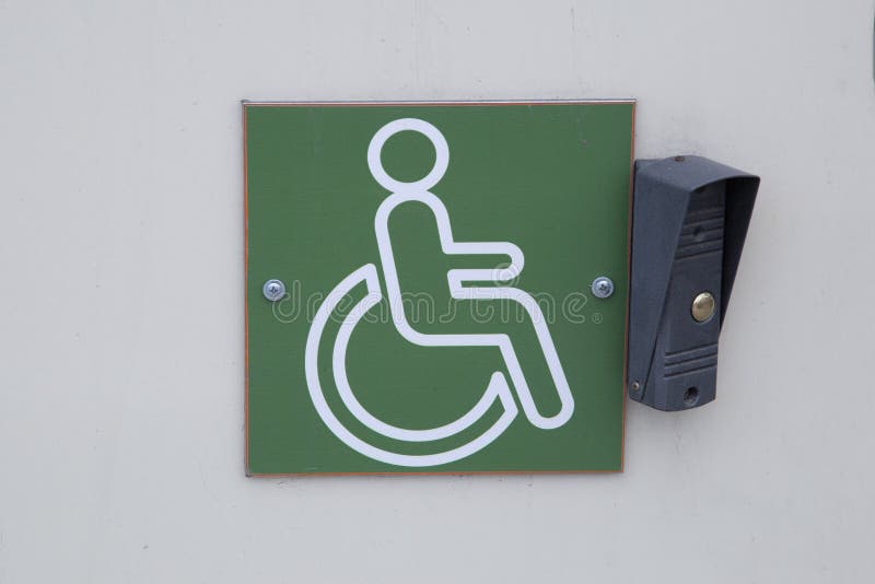 The Disabled Sign. Call Button for Wheelchair Users Stock Photo - Image ...