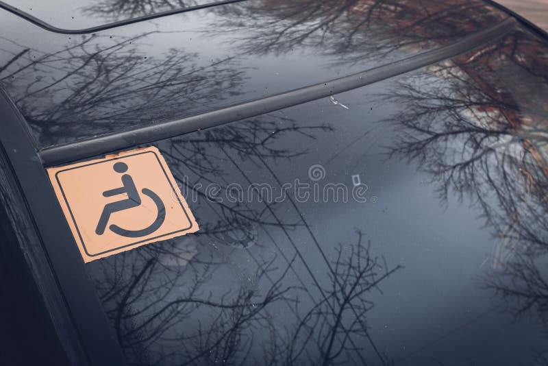 Disabled Sign on the Car Glass. Stock Photo - Image of mode, physical ...