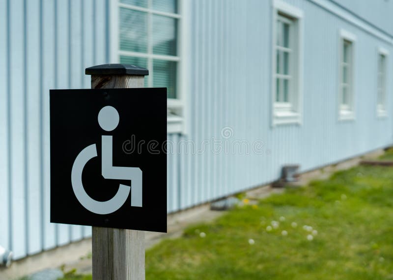 Disabled Sign in Front of Building. Handicapped Wheelchair Access ...